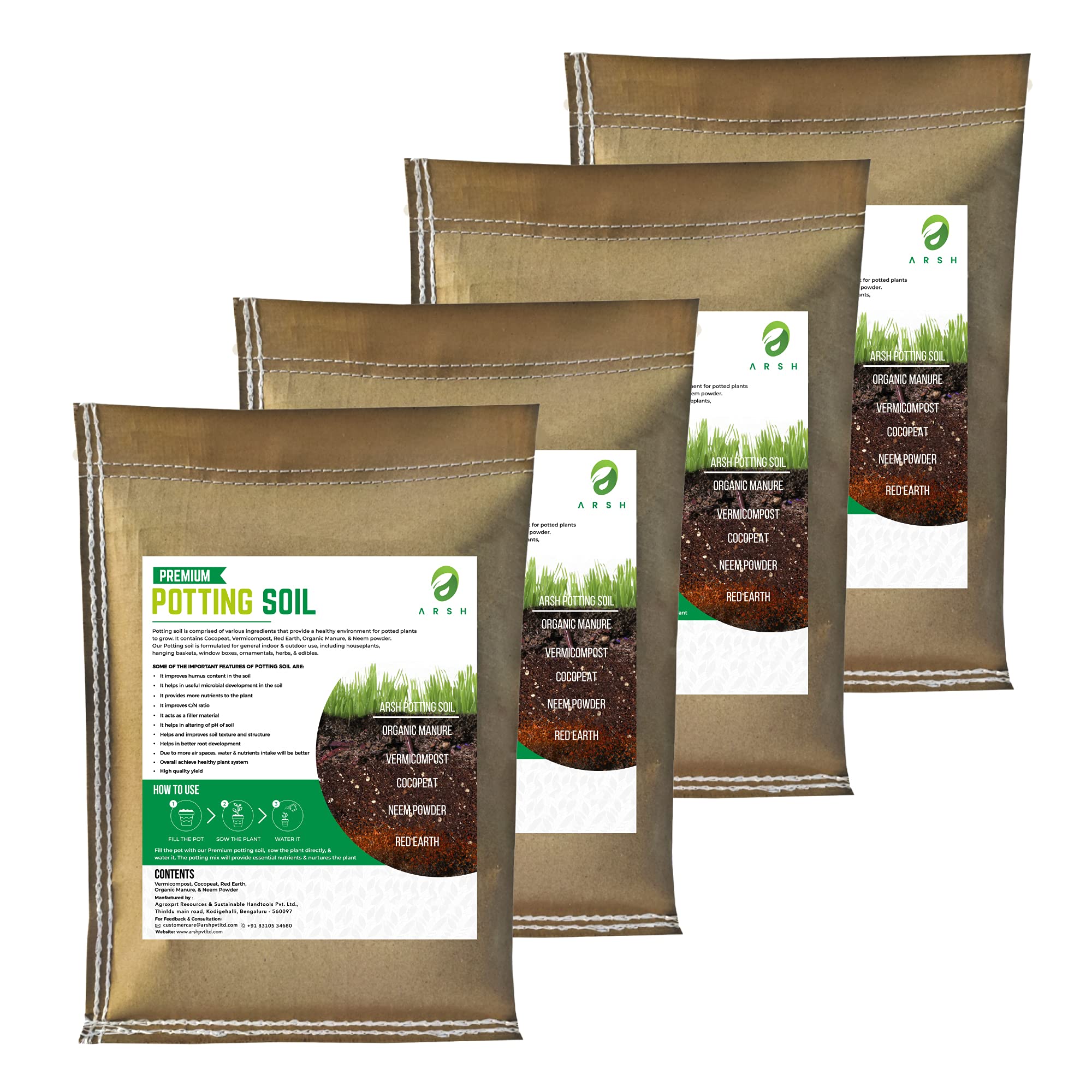 Buy ARSH Premium Potting Soil with ent Rich Manure, Vermicompost ...