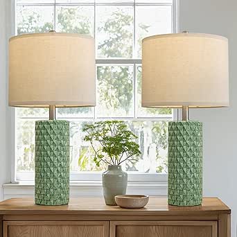 USumkky 26" Tall Table Lamp for Living Room -Green Lamps Set of 2 ...