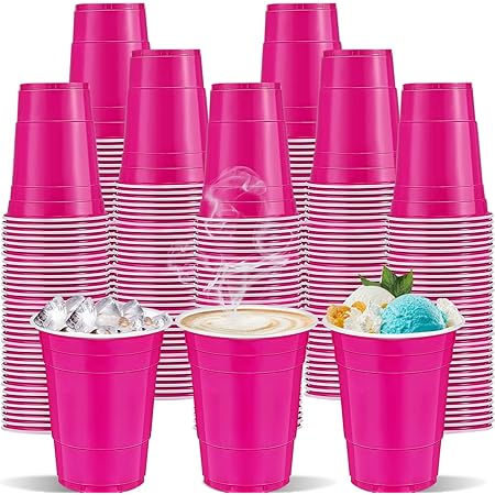 Amazon.com: cssopenss 120 pcs 16 oz hot pink plastic cups 16 oz pink ...