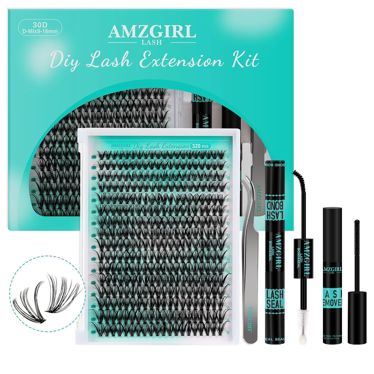 Amazon.com: Lash Extension Kit 320Pcs,DIY Individual Lashes Clusters ...