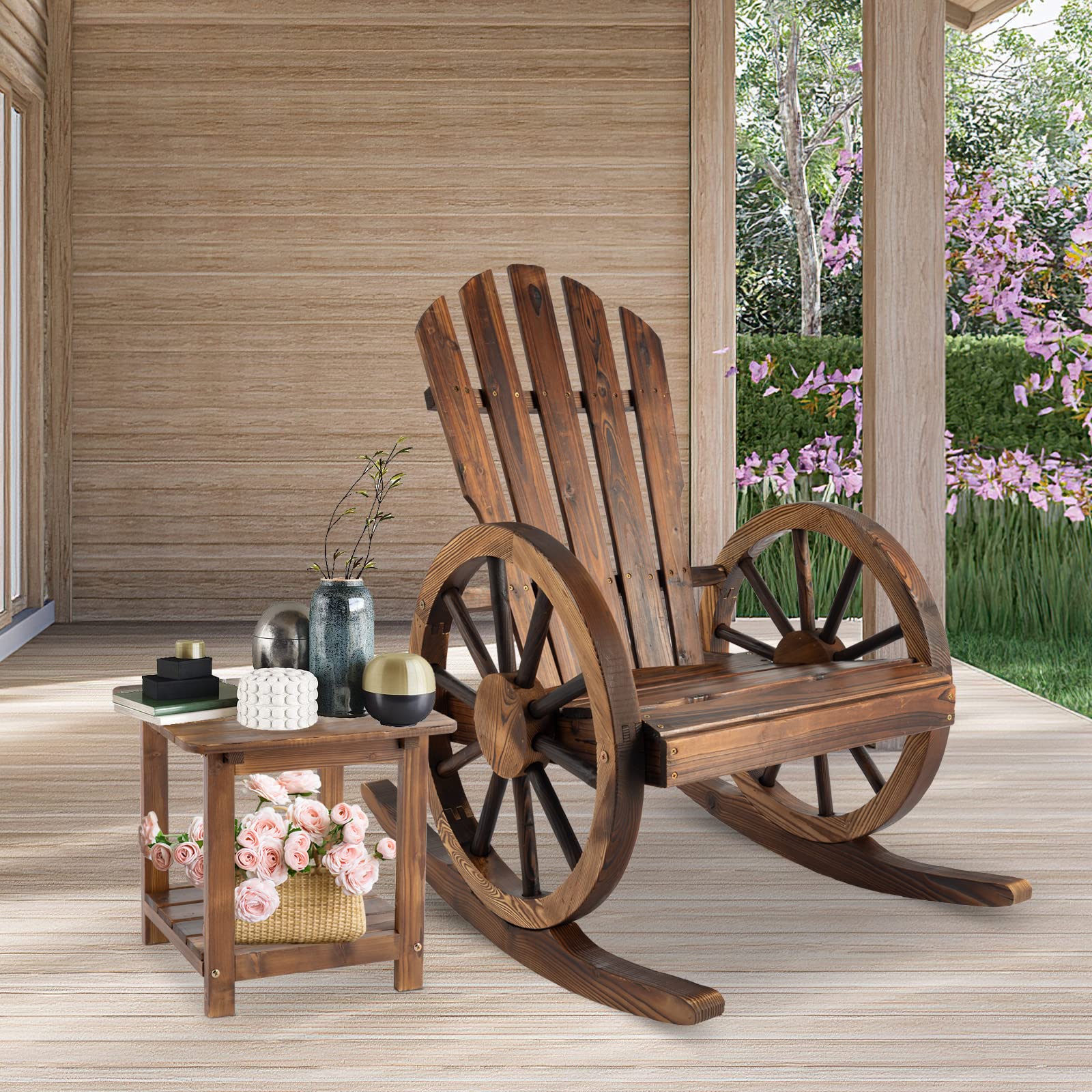 Amazon.com : FURNDOOR Outdoor Rocking Chair with Table - Porch Rocking ...