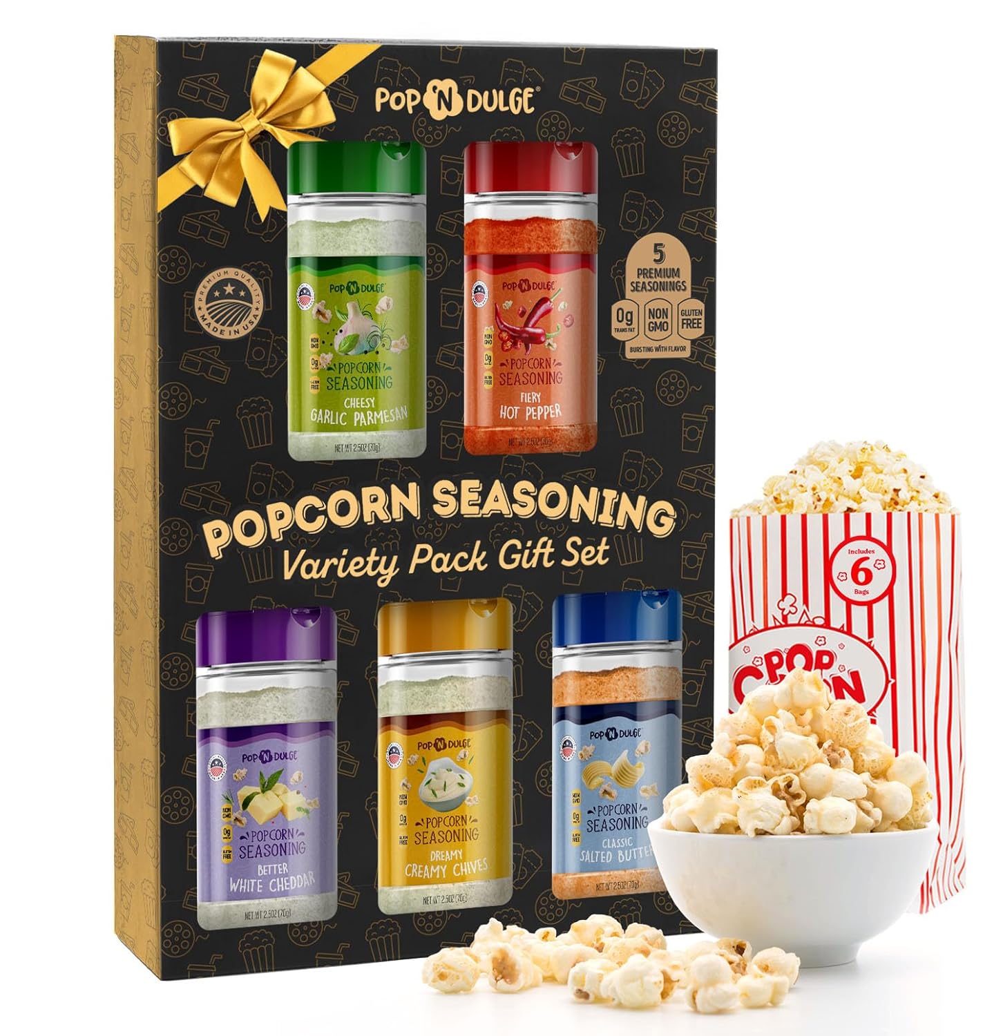 Amazon.com : Popcorn Seasoning Gift Set 5 Flavoring Bottles With ...