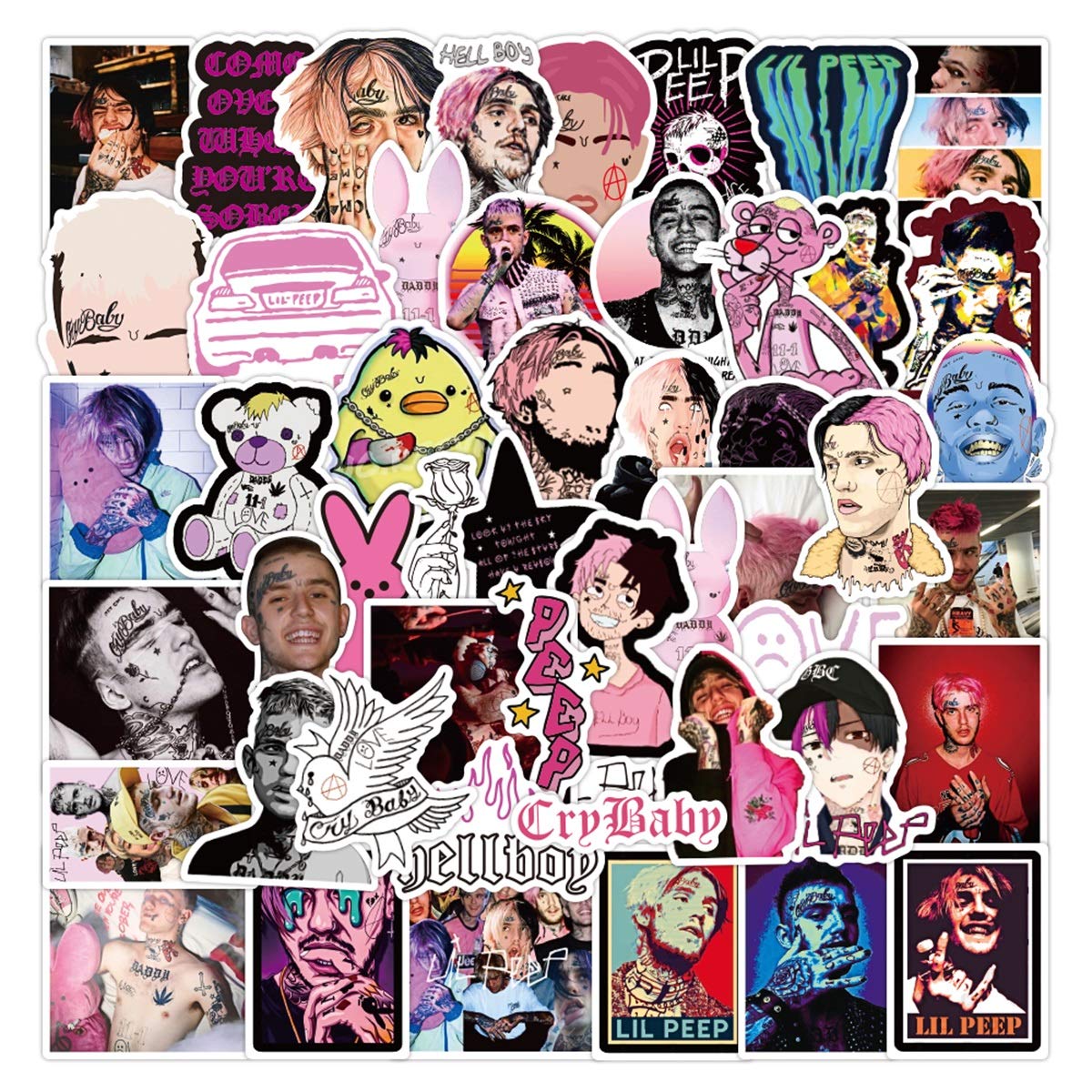 Rapper Lil Peep Stickers 50pcs Rock Music Singer Stickers Waterproof ...