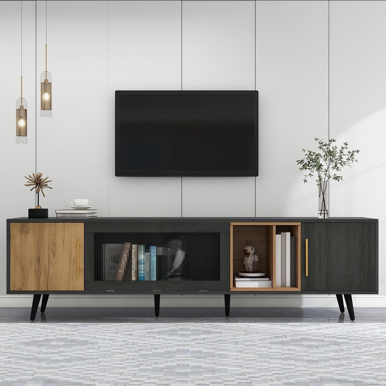 Rtopsu Mobile TV, Tavolo TV Basso per TV Fino a 90 Pollici, Scaffale TV ...