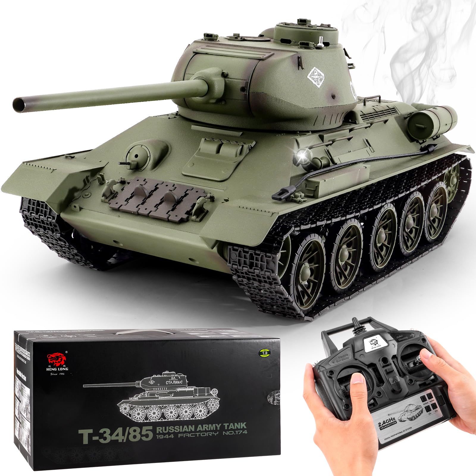 Amazon.com: BESTYMXY RC Tanks Henglong Russian T-34/85 Medium Tank, 1: ...