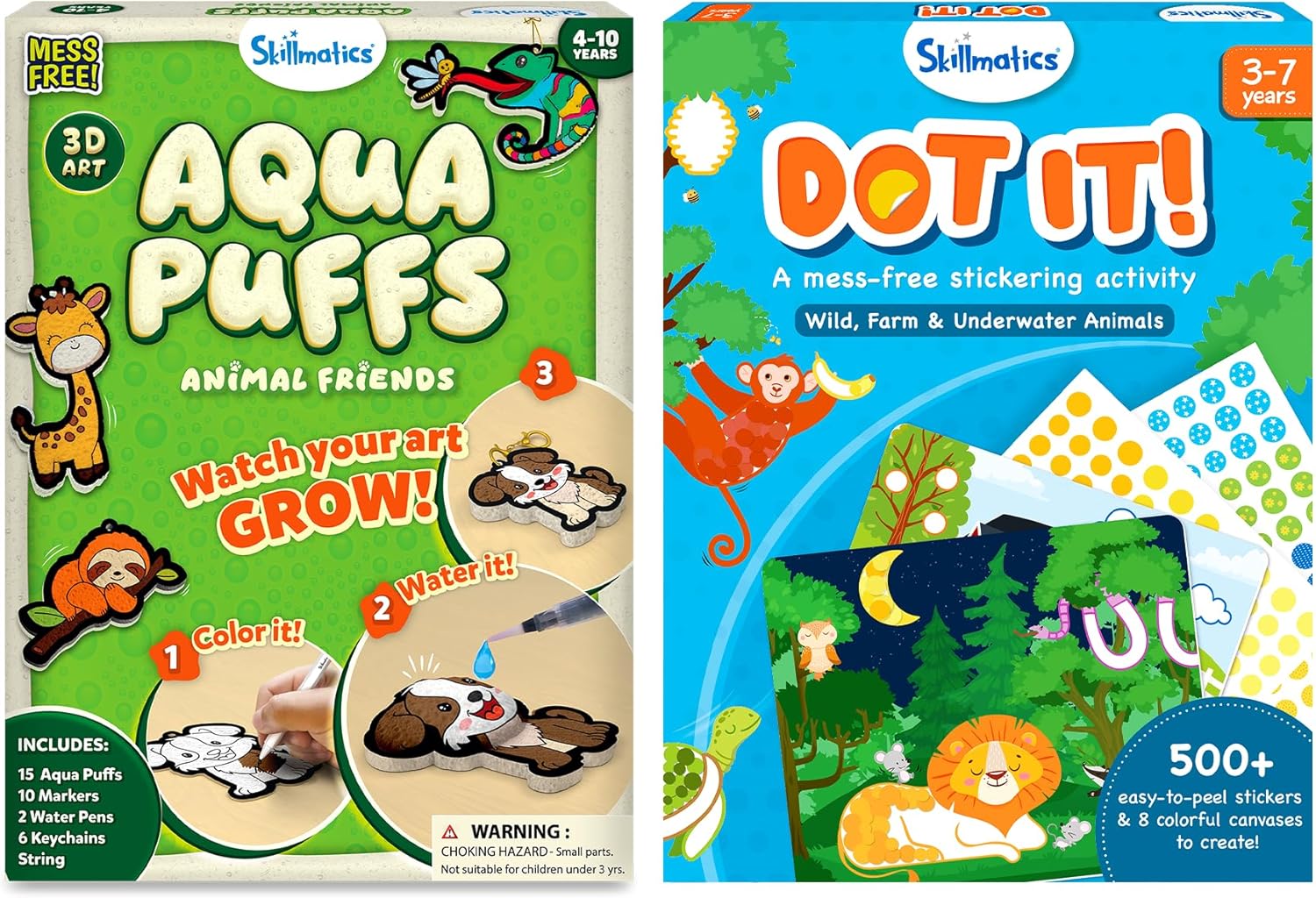 Amazon.com: Skillmatics Aqua Puffs Animals & Dot It Animals Bundle ...