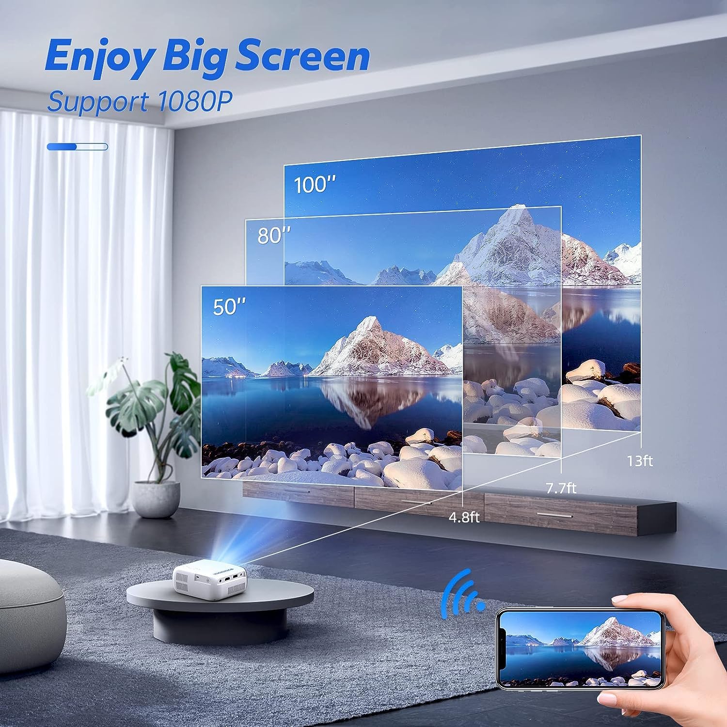 Mini Projector Wifi kids gifts - Wireless Portable Projector, Movie ...