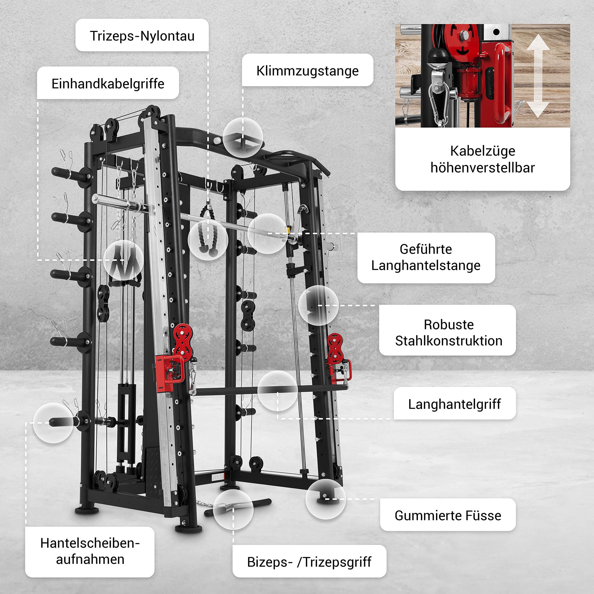 GORILLA SPORTS® Power Cage - Multifunction, Heavy Duty, Lat Pull Down ...