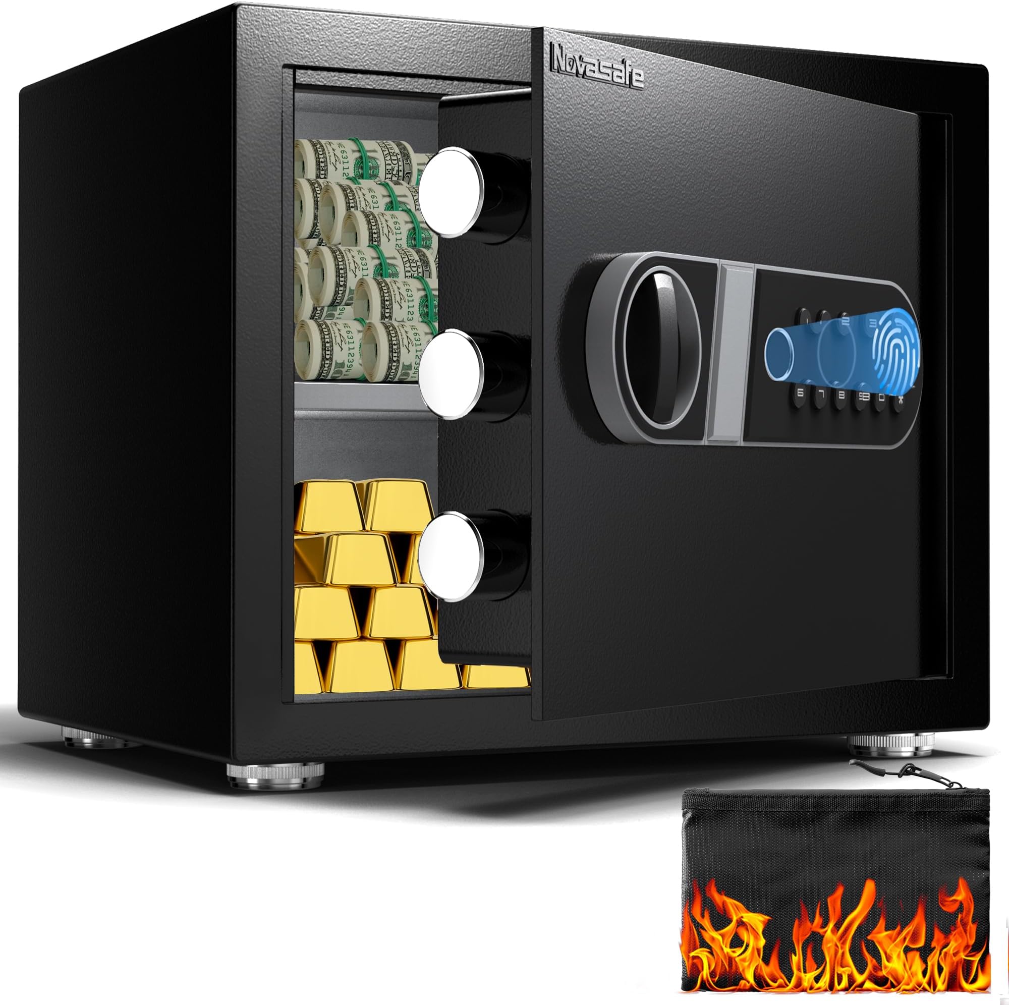 Grimtron Biometric Safe Box - (0.80 cu. ft.) Fingerprint Safe & Hotel ...