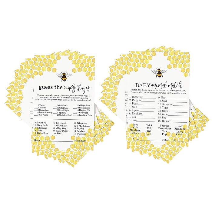 Buy Bumblebee Baby Shower Game Bundle (25 Guests) Set Includes Baby ...