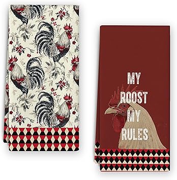 Amazon.com: Bnzolyoia Rooster Kitchen Towels Set - Set of 2, Rooster ...