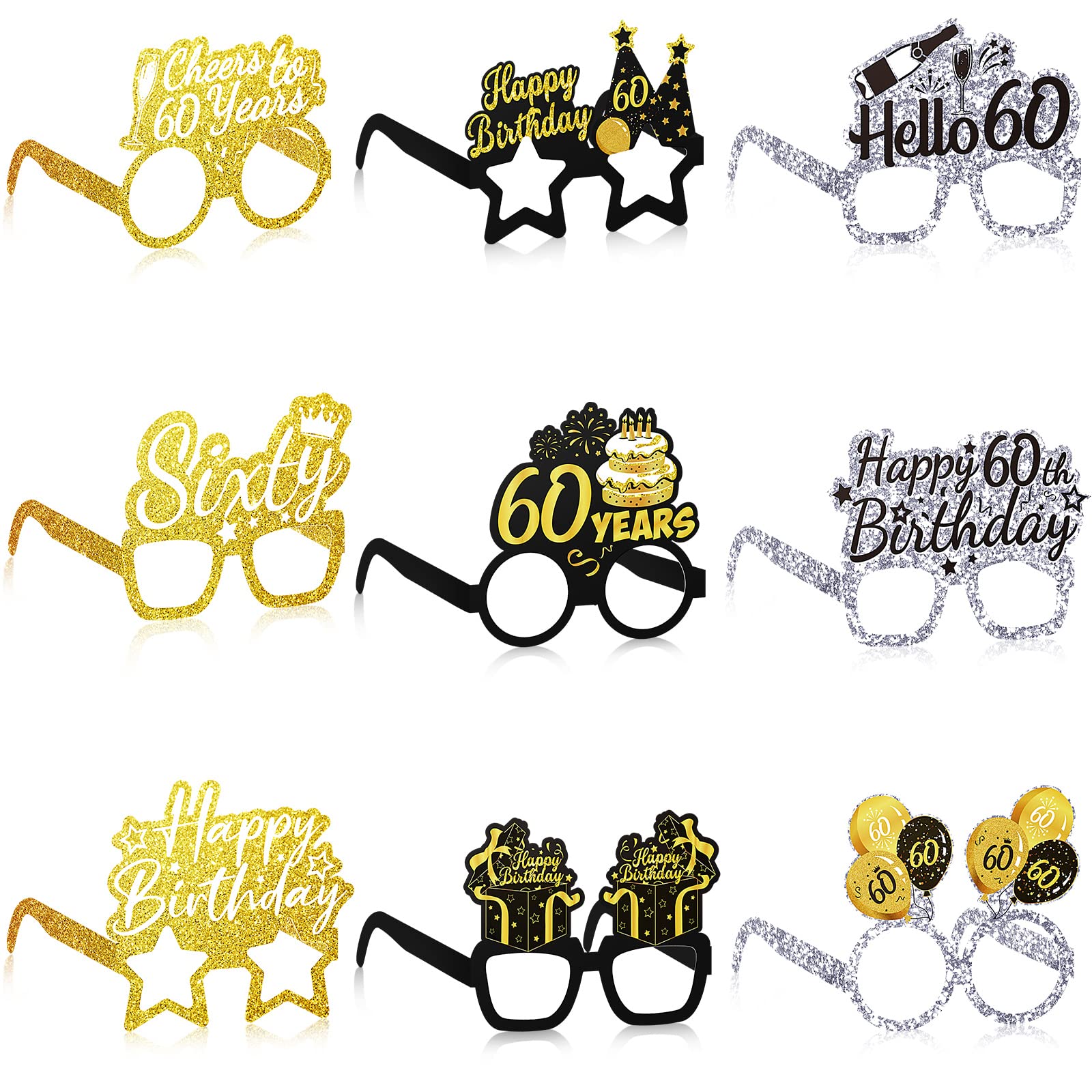 Amazon.com: Threan 36 Pieces Birthday Party Paper Eyeglasses Decoration ...