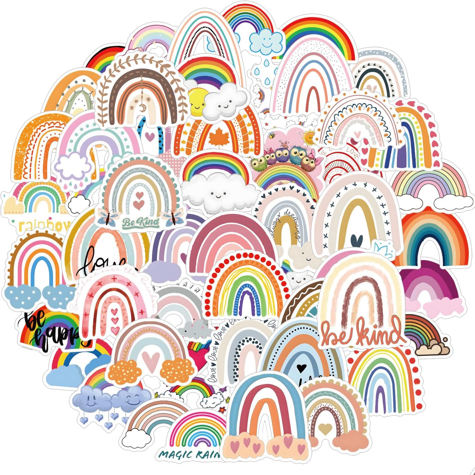 Amazon.com: AOZUO Rainbow Stickers for Water Bottles, 60 PCS Waterproof ...