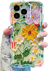 Amazon.com: UEEBAI Case for iPhone 16 Pro Max, Colorful Retro Oil Painting Flower Case Pretty ...