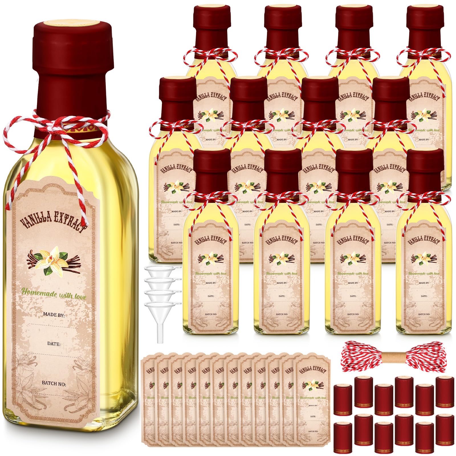 Amazon.com: Tioncy 12 Pcs Vanilla Extract Bottles for Homemade Vanilla ...