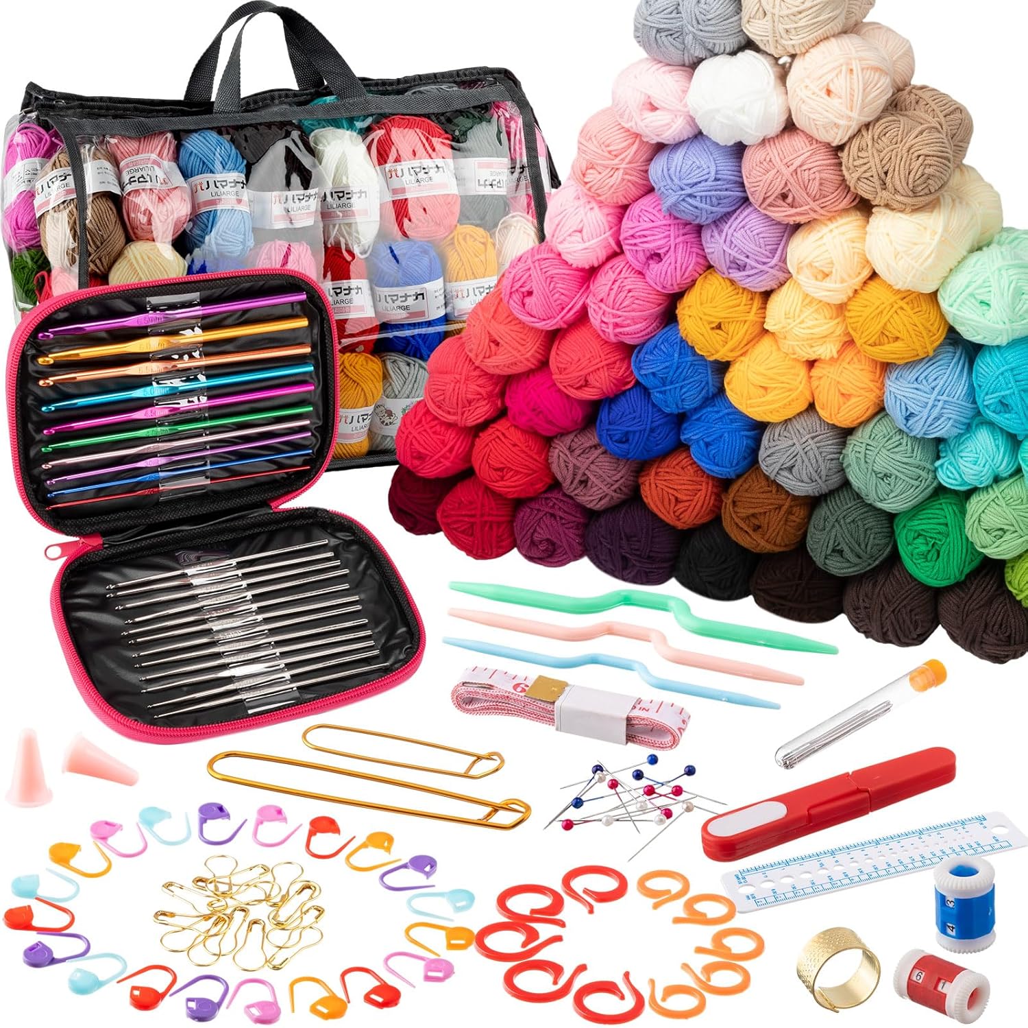 Amazon.com: Timgle 188 Pieces Crochet Set for Beginners Milk Cotton ...