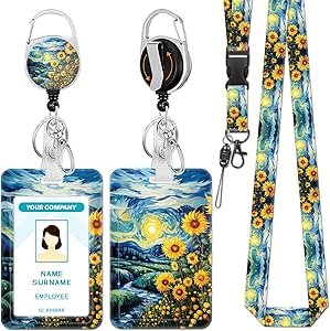 Amazon.com : Hancynir Sunflower Lanyards for Id Badges, Badge Holder ...