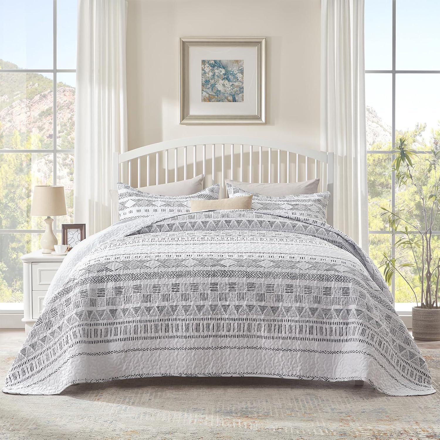 SunStyle Home King Size Quilt Set, Lightweight Microfiber Soft Coverlet ...