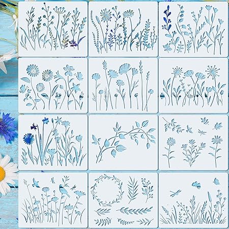 Amazon.com: 3 Pieces Stencil Template Painting Stencil Spring Summer ...