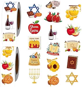 Luvsweets Rosh Hashanah Stickers Roll - 1000Pcs Jewish Shana Tova ...