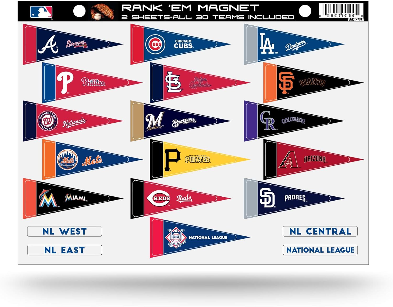 Amazon.com : Rico MLB MLB Rank 'Em Magnet Sheet, Multi, one Size ...
