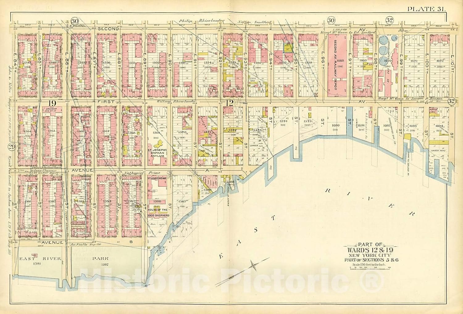 Amazon.com: Historic Wall Map - Atlas of The City of New York ...