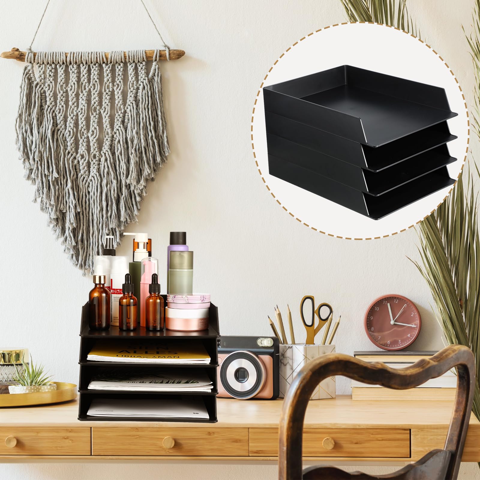 Snapklik.com : Wenqik 12 Pcs Stackable Paper Trays Rectangular Plastic ...