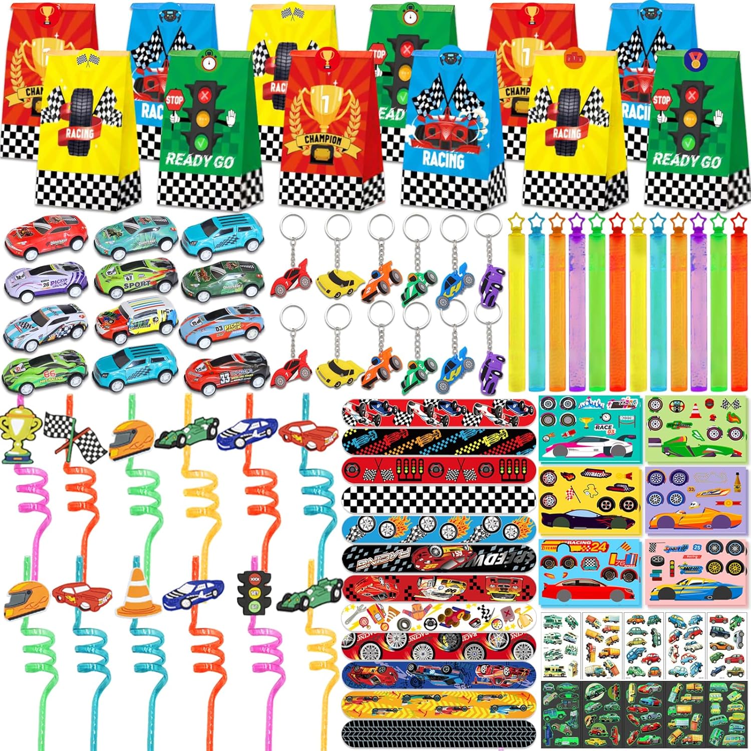 Amazon.com: 96Pcs Race Car Party Favors, Race Car Birthday Party ...