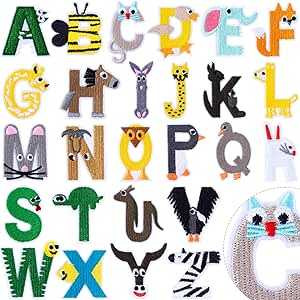 Amazon.com: YALOJE 26pcs Iron on Animal Letters Patches, Cute A - Z ...