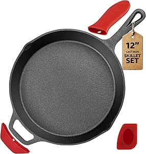 Amazon.com: Cast Iron Skillet 12 Inch - Professional Pre-Seasoned Heavy ...