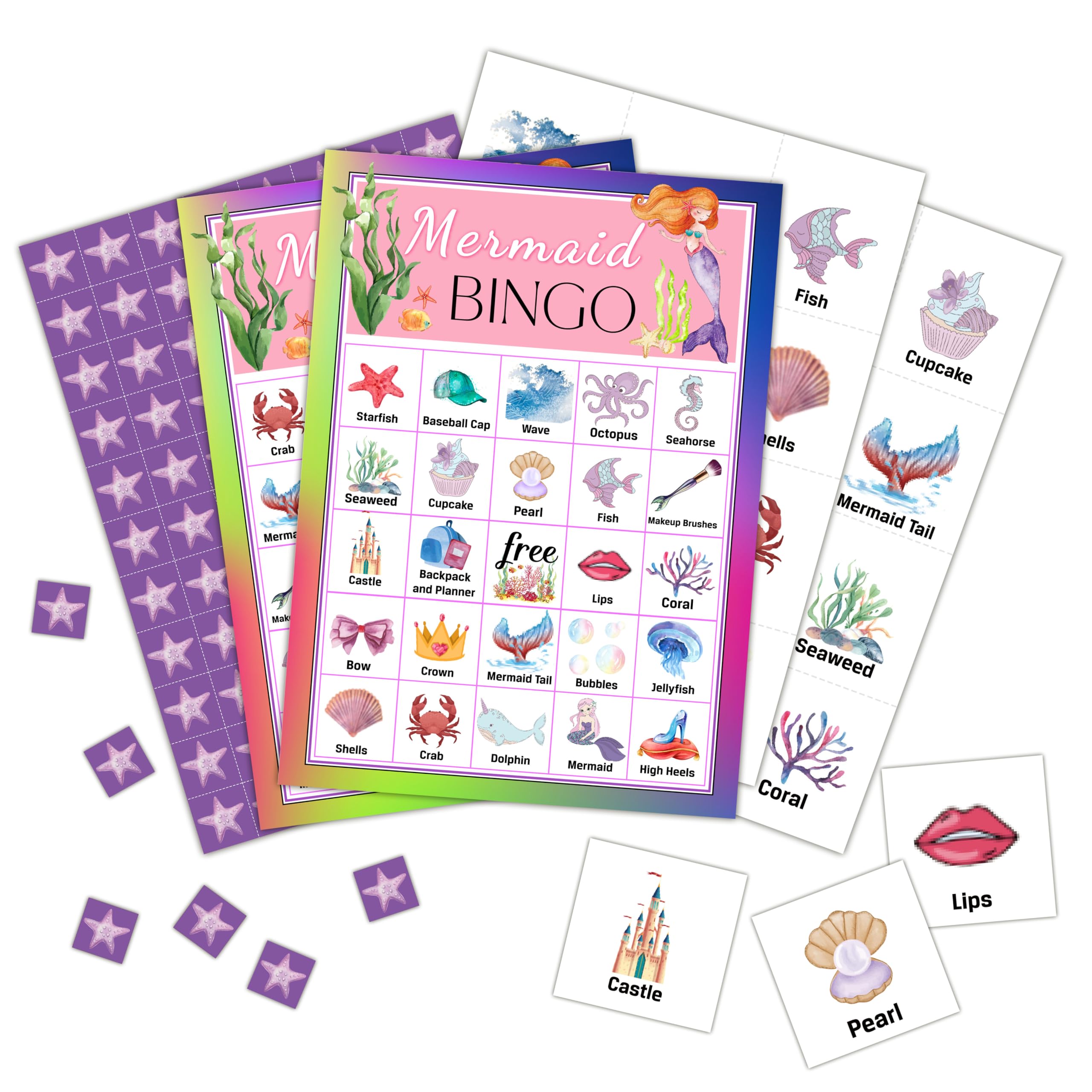 Snapklik.com : Foosproea Mermaid Bingo Cards, Mermaid Bingo Games For ...