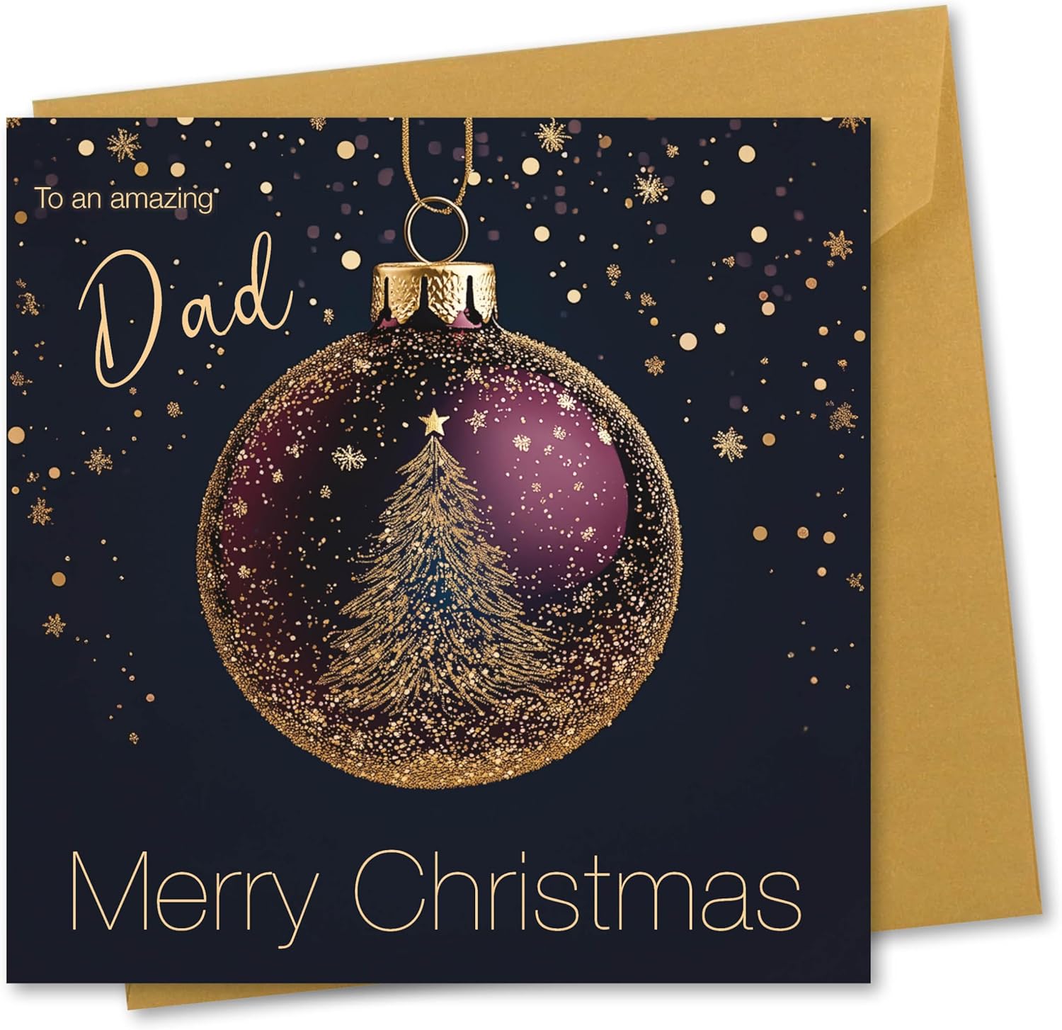 Christmas Card for Dad. Bauble Design. Verse Inside. 150x150mm card ...