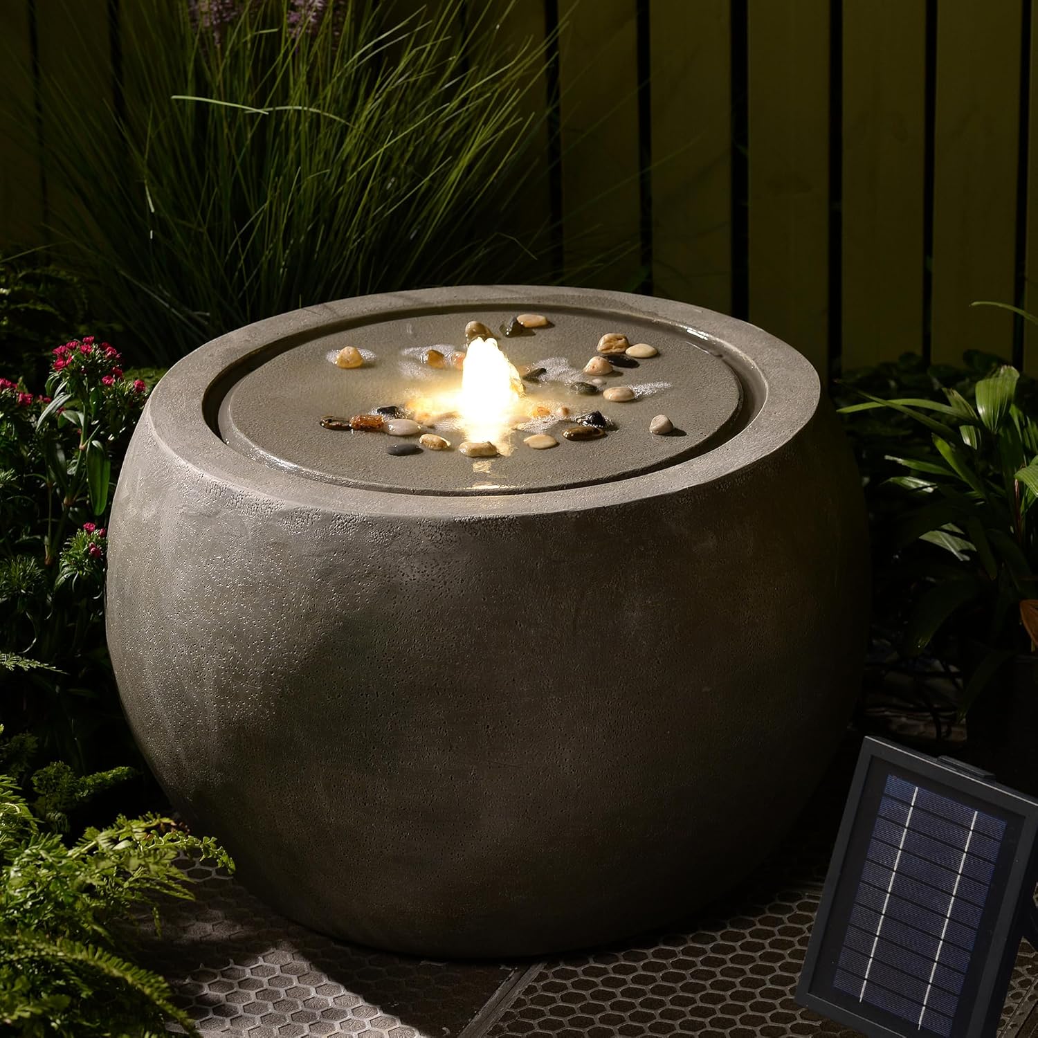 Amazon.com: Tankana Solar Water Fountain Outdoor Garden Bubbler Large ...