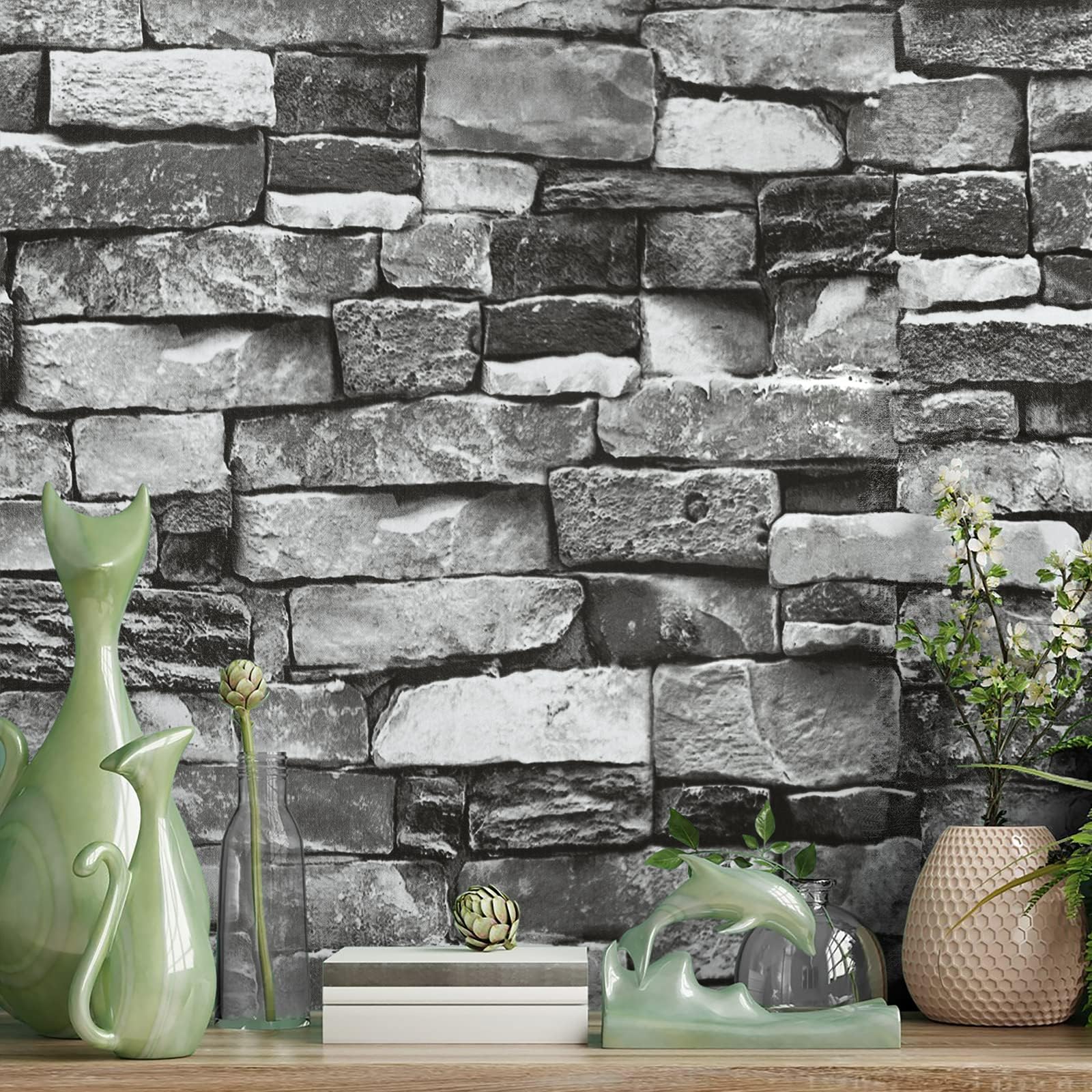 PoetryHome Self Adhesive Vinyl Rock Stone Wallpaper for Kitchen ...