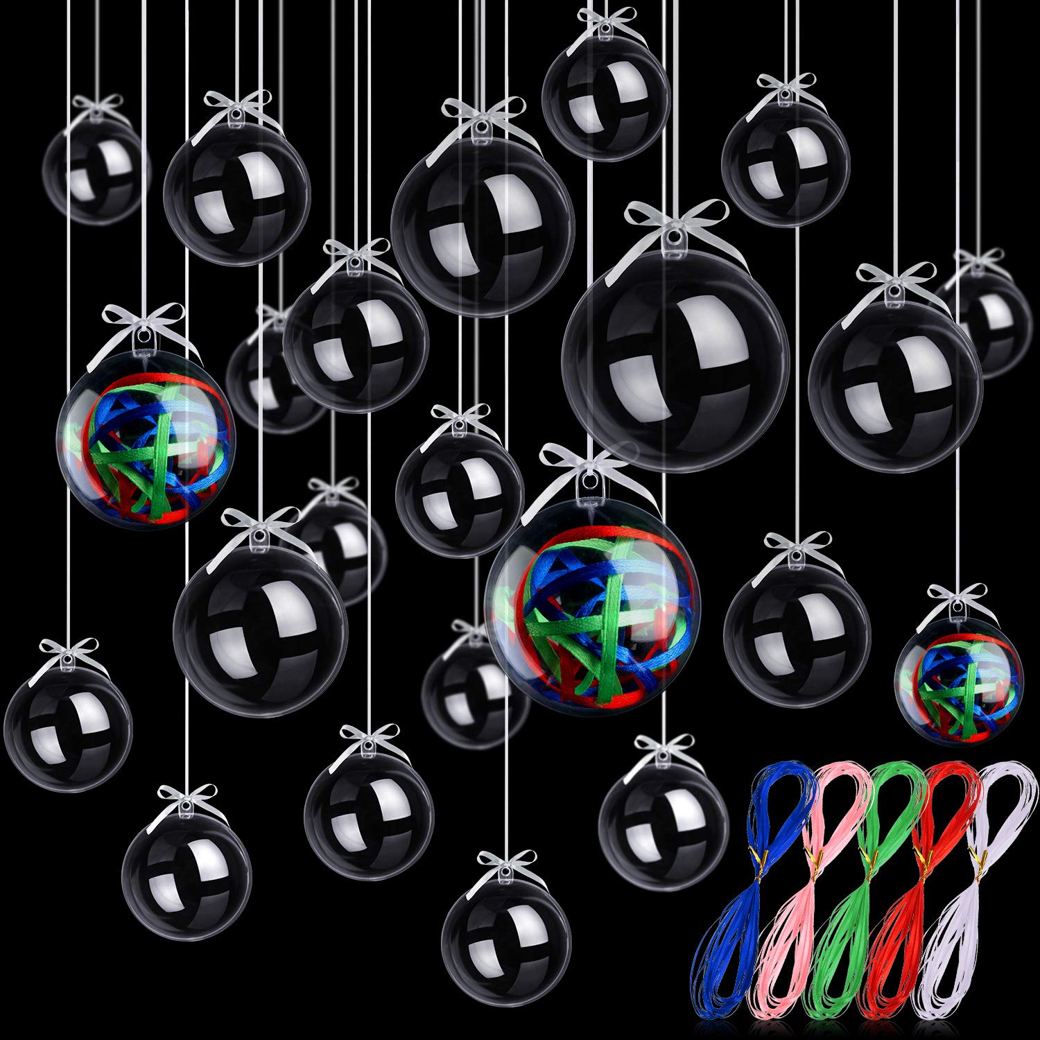 Boao 24 Pieces Christmas Plastic Clear Fillable Ball Ornaments Acrylic ...
