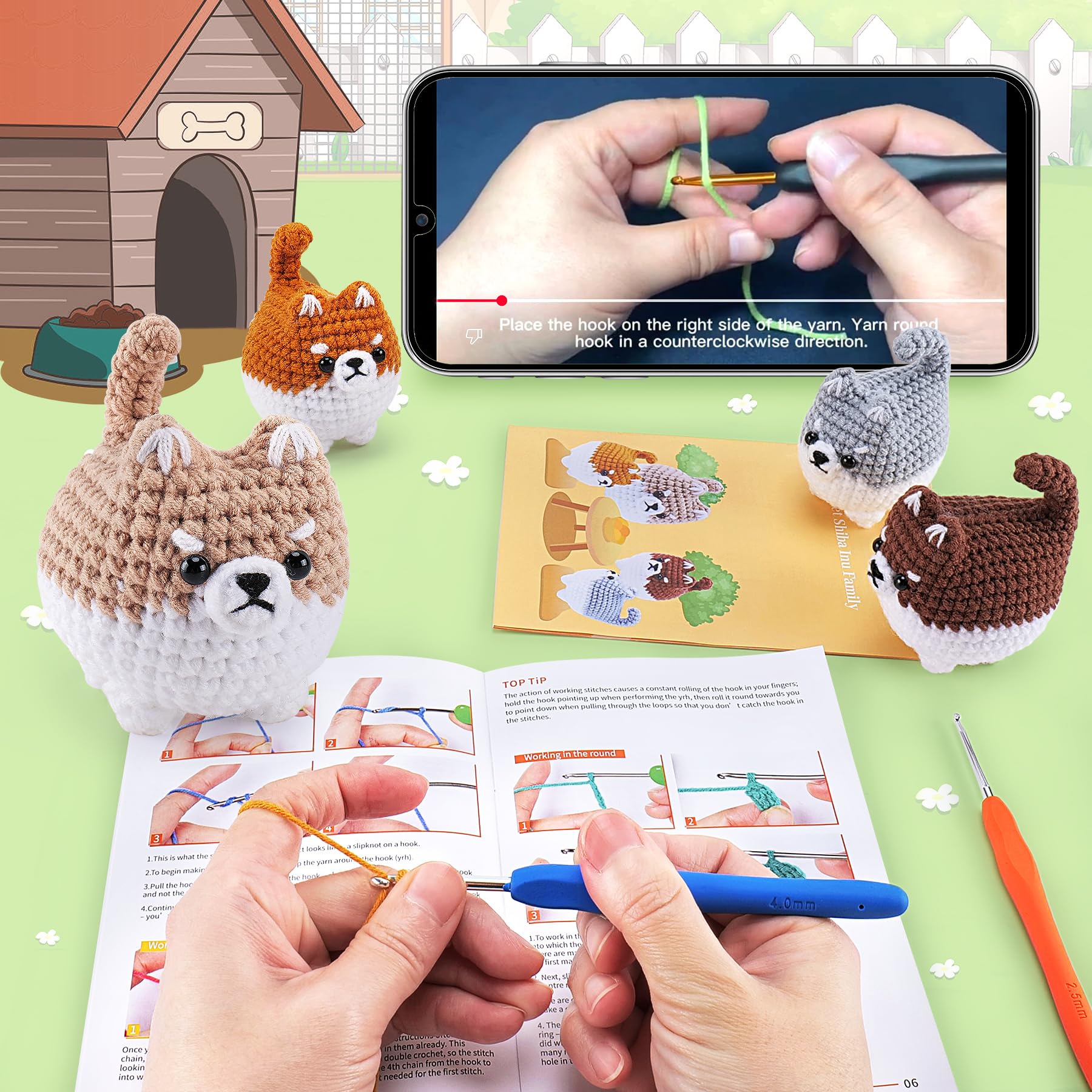 Snapklik.com : Crochet Kit For Beginners- 4 PCS Fat Shiba Inu Crochet ...