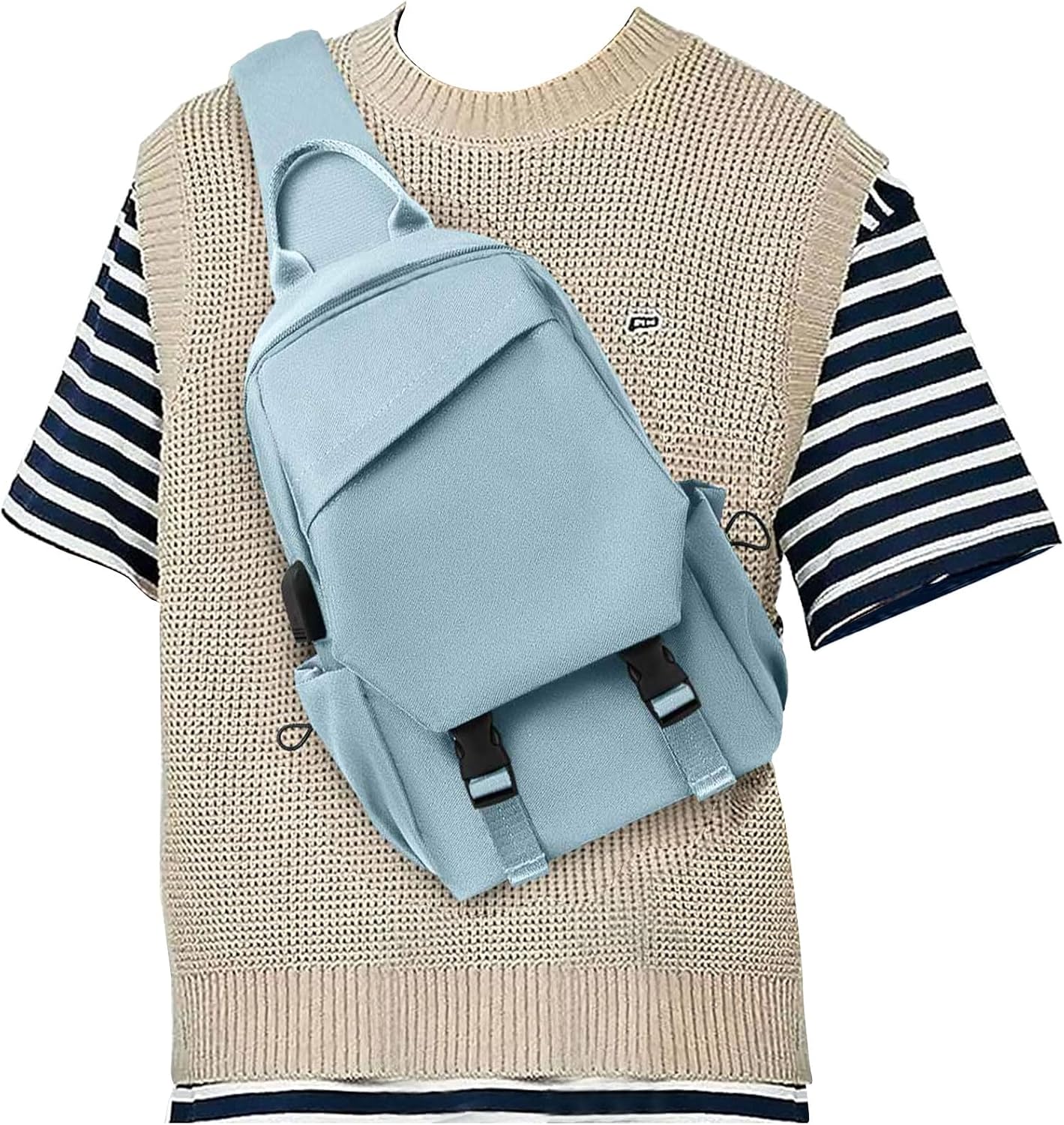 Amazon.com: Light Blue Sling Bag for Men Women, Small Anti Theft One ...