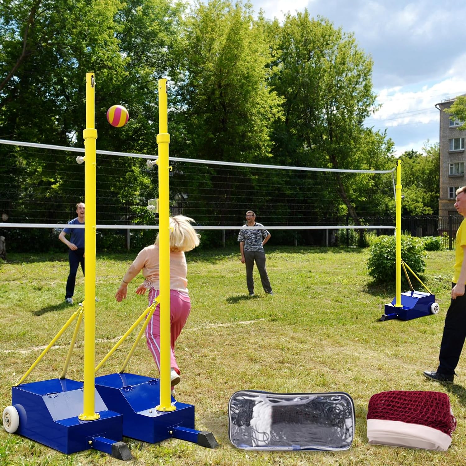Amazon.com : Volleyball Poles for Backyard, Volleyball Net with Poles ...