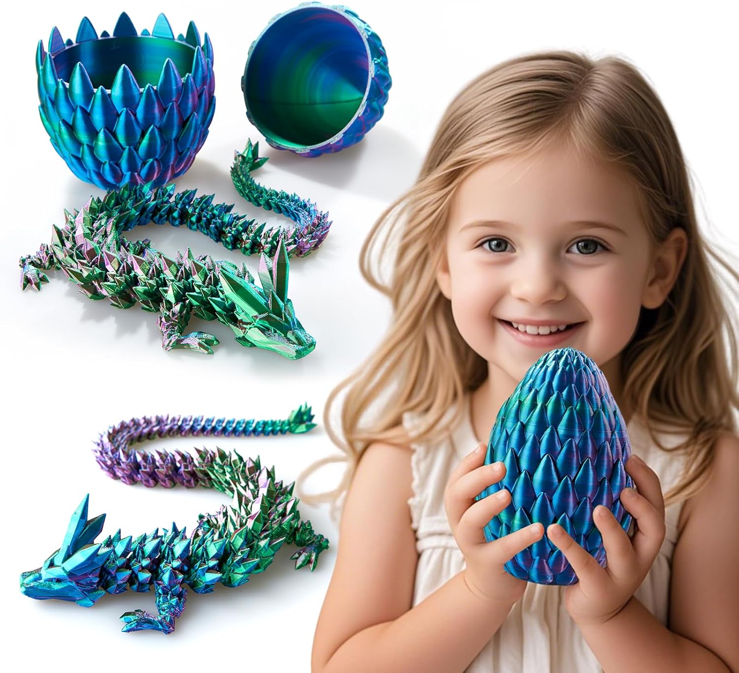 3D Printed Dragon,Dragon Eggs with Dragon Inside,12''Full Articulated ...