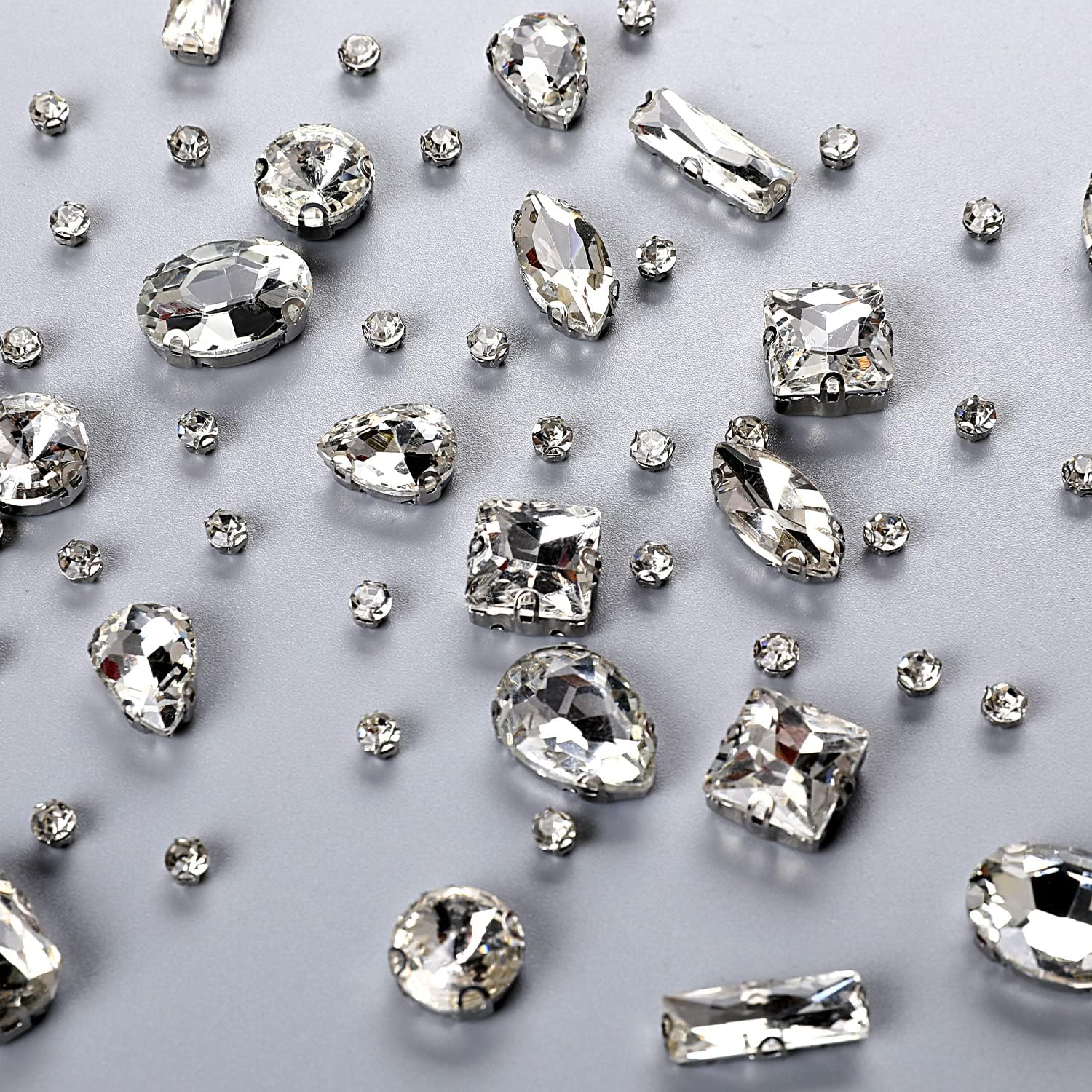 Amazon.com: 240 Pieces Large Sew on Rhinestones Clear Glass Crystal ...