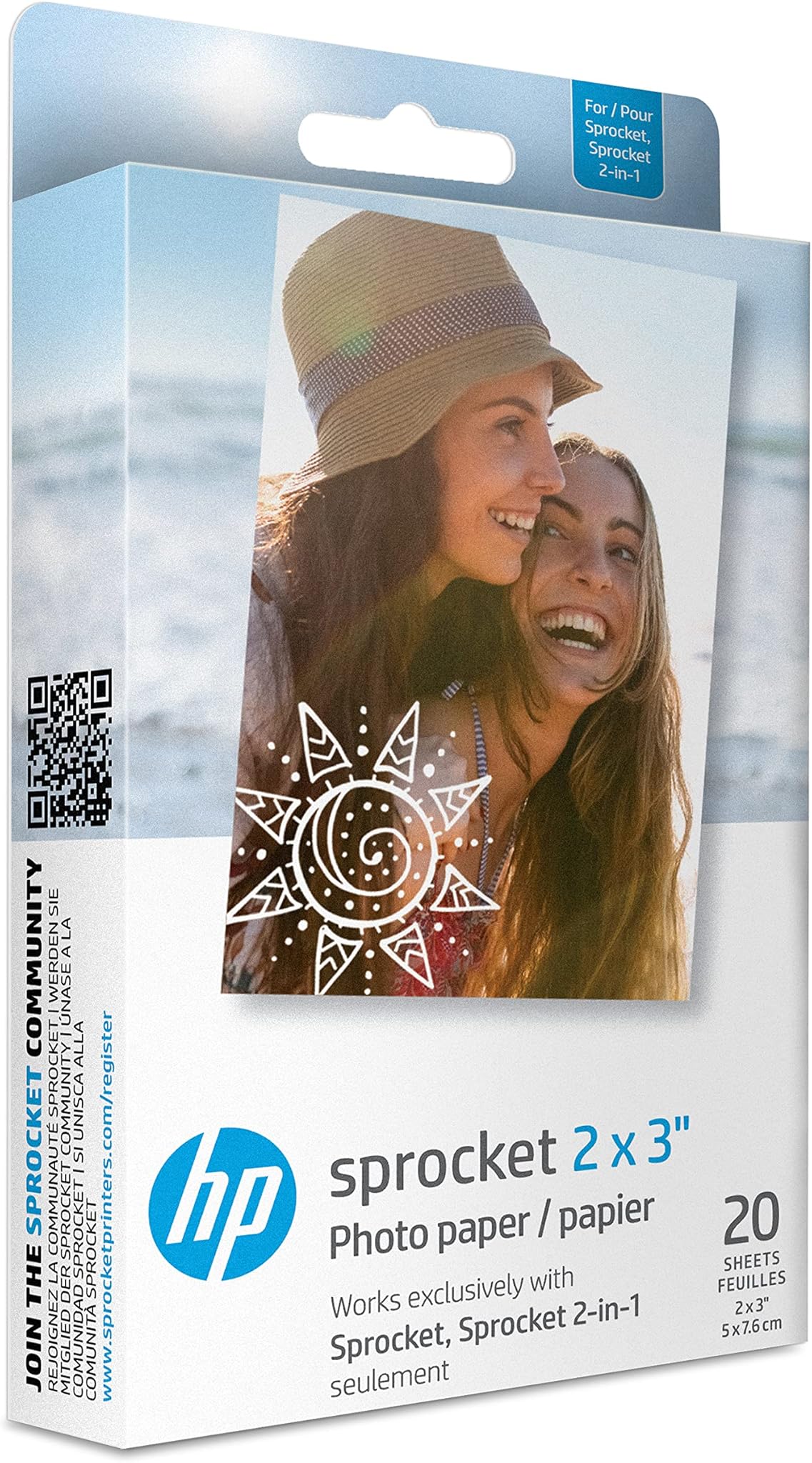 Sprocket 2x3 Premium Zink Sticky Back Photo Paper 20 Sheets ...