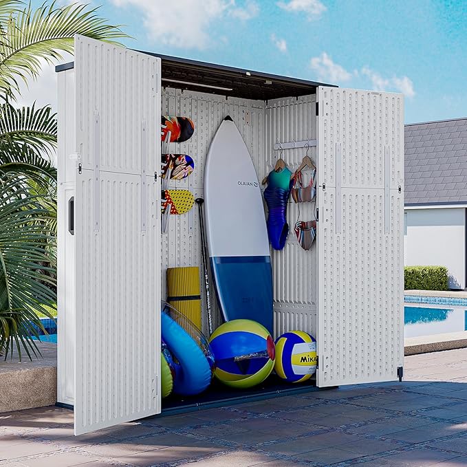 Amazon.com : AOXUN Horizontal Storage Sheds 61 Cu.ft, HDPE Outdoor ...