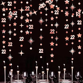 Amazon.com: Rose Gold 22nd Birthday Decorations Number 22 Circle Dot ...
