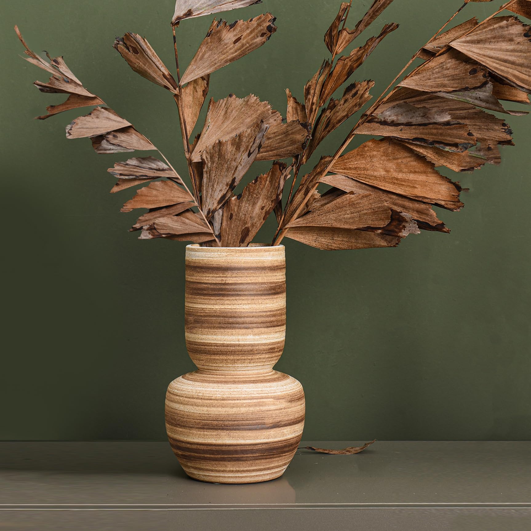 Amazon.com: Rustic Farmhouse Ceramic Vase, Geometric Flower Vases Home ...