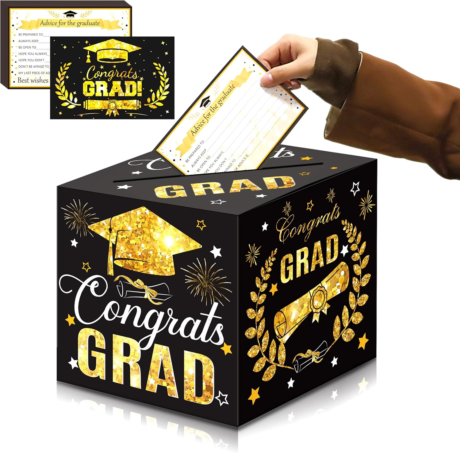 Amazon.com: INKNOTE 2025 Graduation Card Box with 60pcs Congrats Wishes ...