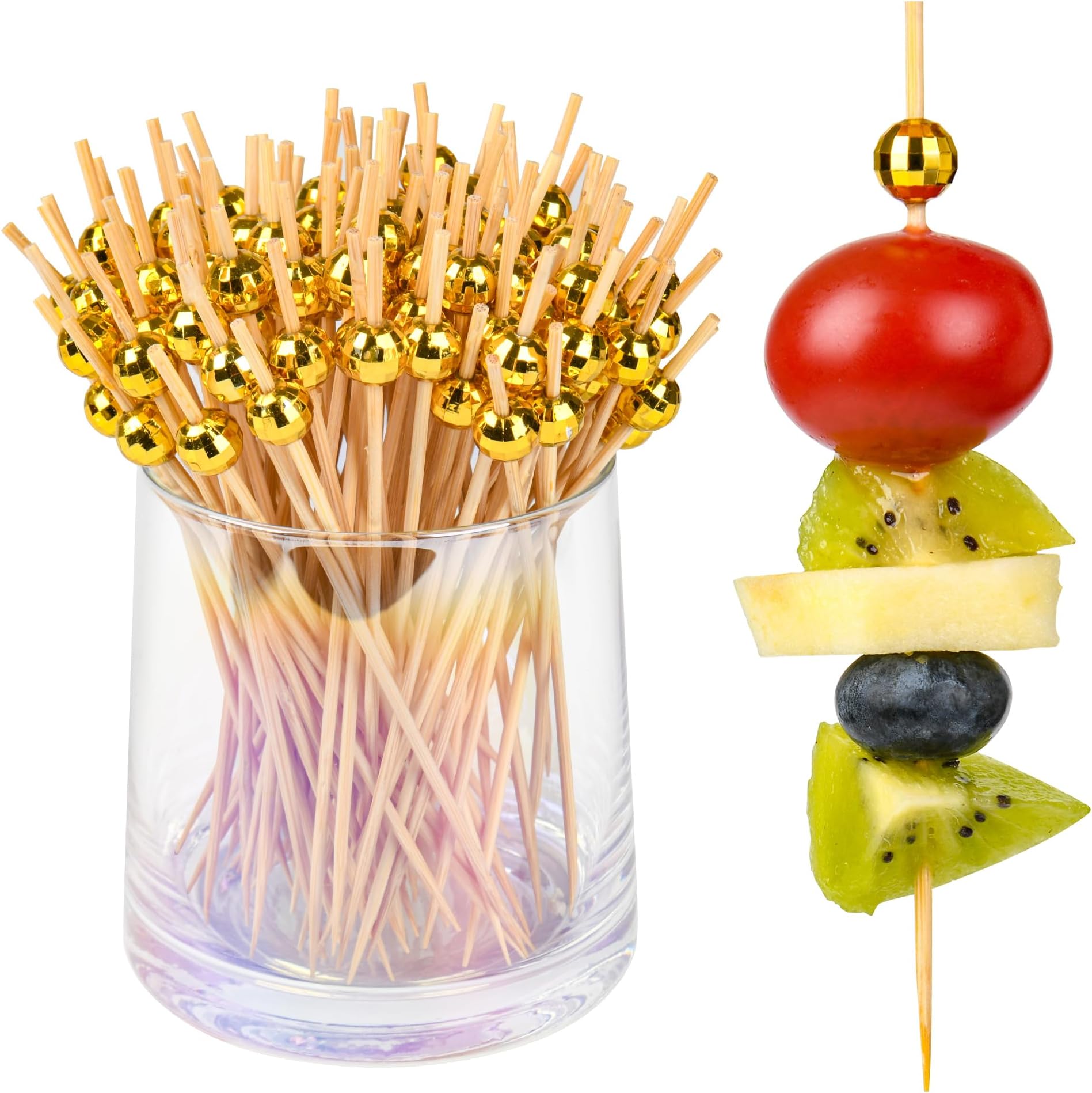 Amazon.com | 100 Pcs Cocktail Picks Toothpicks for Appetizers Wooden ...