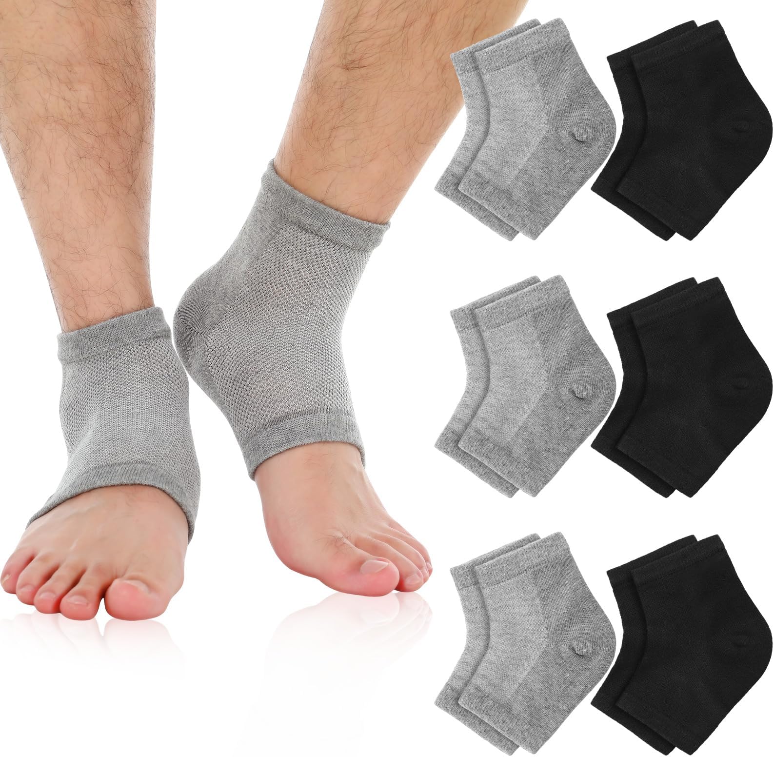 Amazon.com : Funnysoft 6 Pairs Moisturizing Heel Socks for Men Toeless ...