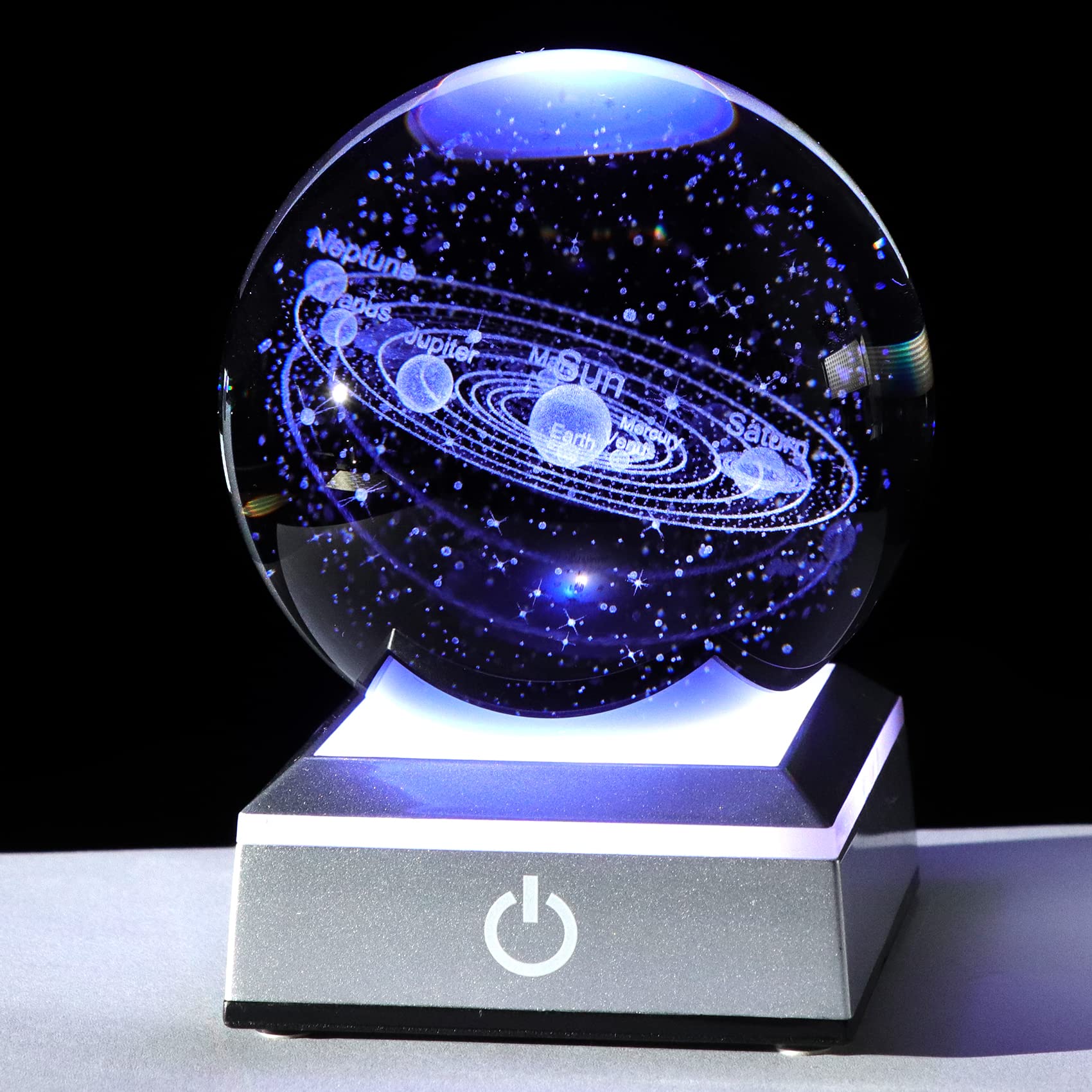 Amazon.com: Ornalrist 3.15" K9 Crystal 3D Solar System Ball with Silver ...