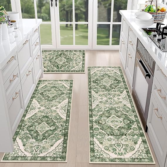 Amazon.com: HEBE Farmhouse Kitchen Rugs Sets of 3 Non Slip Washable ...
