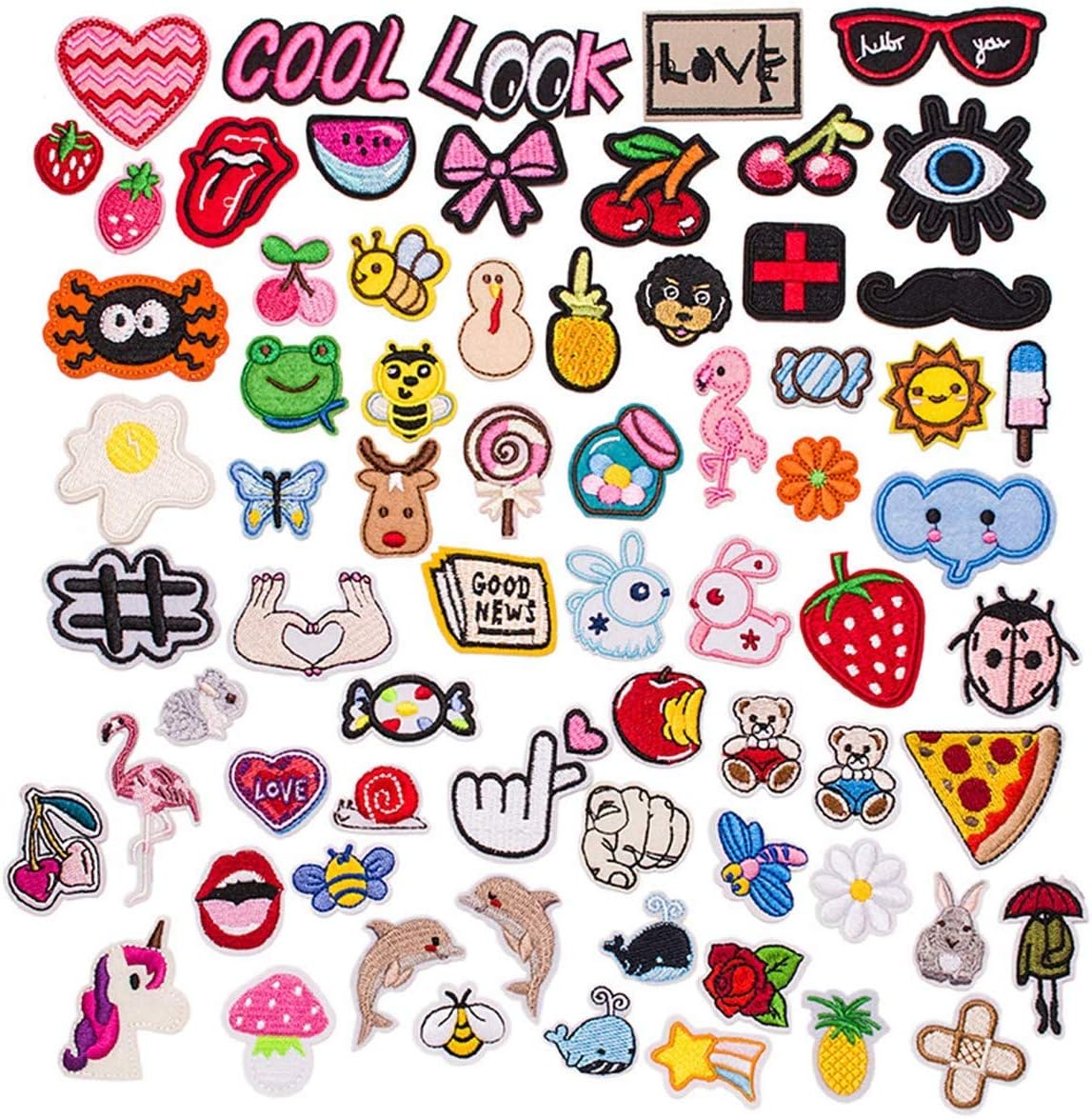 70 Pcs Assorted Styles Embroidered Sew On/Iron On Patch Applique ...